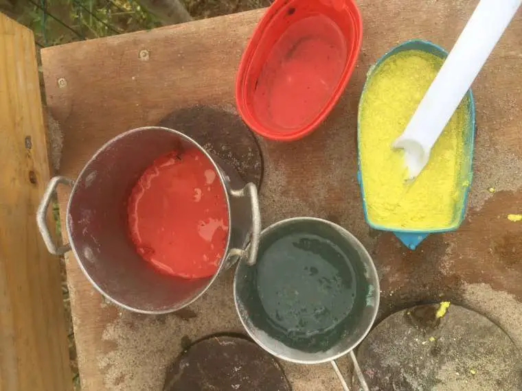 Verf maken van stoepkrijt, een kind kan de was doen
